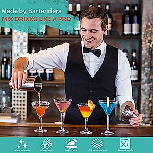 Bartender Kit,Cocktail Shaker Set,Bar Mixing Set with 24oz Stainless Steel and Bamboo Stand, Bar Set with Recipe by Bournis