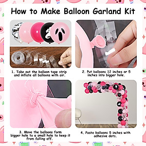 Halloween 3rd Birthday Party Decorations - Three Spirit Black Hot Pink Balloon Garland Kit with Spider Cotton, Number 3 Ghost Bat Foil Balloon Spider 3D Sticker for 3rd Birthday Halloween Decorations