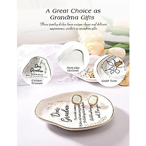 HAYATTEE Grandma Gifts Mothers Day Gfts for Grandma Jewelry Dish Tray with Beautiful Gift Box Gifts for Grandma Birthday Gifts for Women Ceramic Trinket Dish, Set of 2
