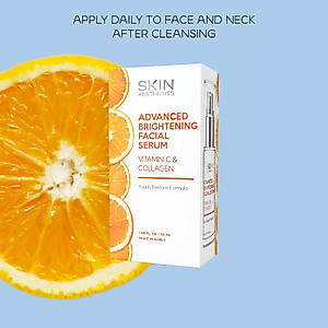 Skin Aesthetics Vitamin C Serum with Collagen - Dark Spots & Skin Brightening, Anti-Aging & Acne Treatment - Dermatologist Tested Korean Skincare - Clean Beauty, Cruelty-Free - 1.69 oz