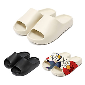 Doranolds Foam Slides For Women And Men Extremely Comfy Platform Thick Sole Beach Platform Slide Sandals Cream 10.5 Women/9.5 Men