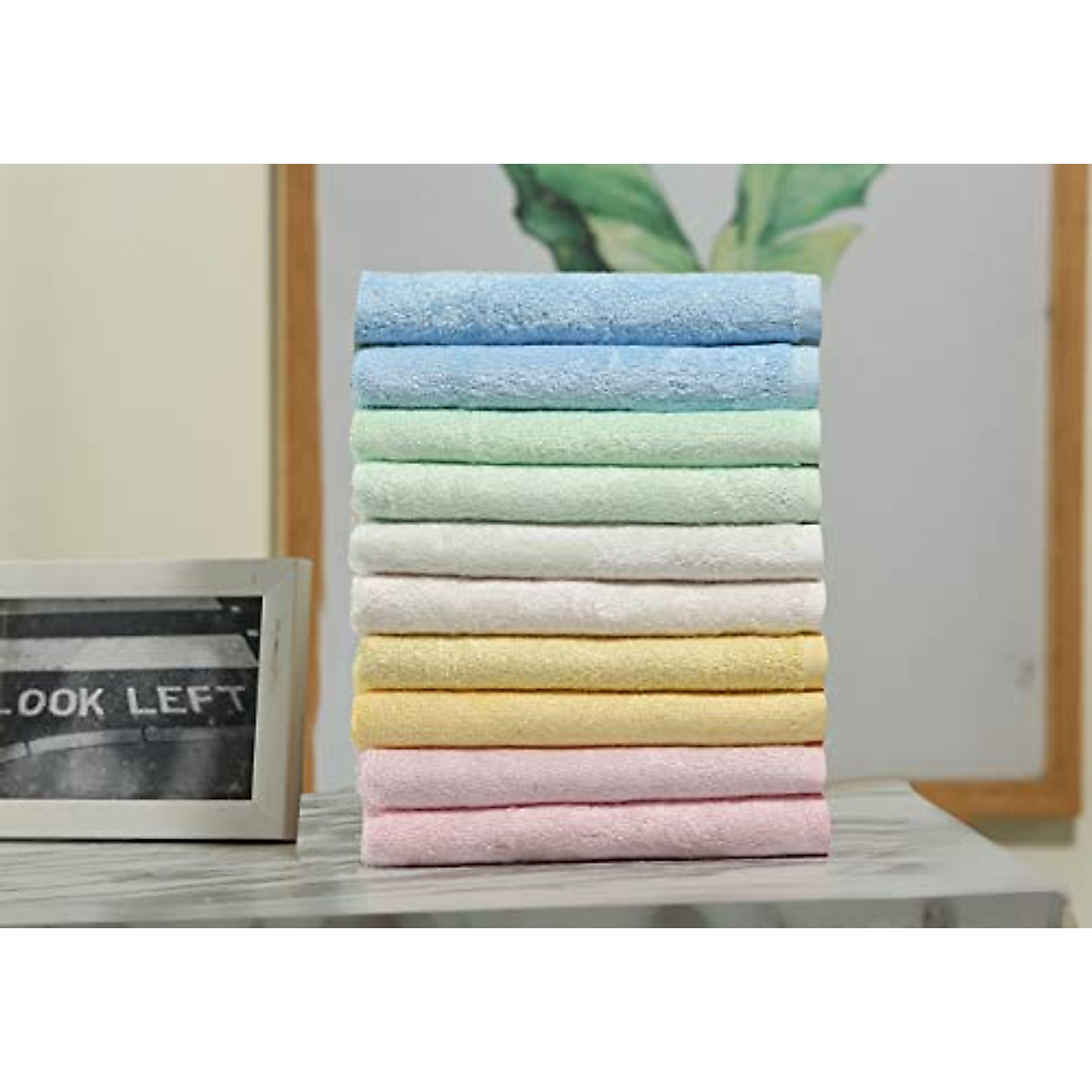 100% Bamboo Fiber Fade-Resistant Super Soft and High Absorbent Multi-Purpose Fingertip Towels, 8 Washcloths Face Cloths (10inch x 10inch).8Pieces