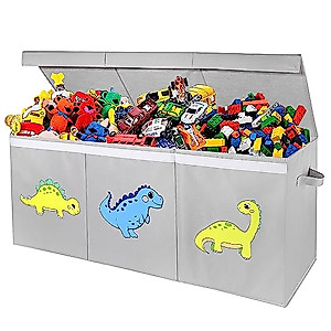 WOMRICH Extra Large Toy Box Chest, Toy Box for Boys Girls Kids, Collapsible Toy Bin with Flip-Top Lid and Handles, Sturdy Toy Organizers and Storage for Nursery Room, Playroom and Closet