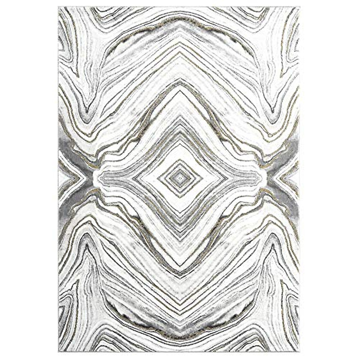 Abani Rugs Contemporary Granite Grey & Gold Bedroom Rug - Modern Swirl Design Non-Shedding 6' x 9' Area Rug