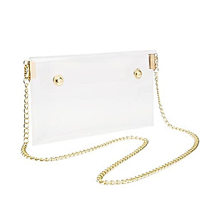 Afashor Women's Clear Crossbody Bag Transparent Shoulder Clutch Handbag with Chain