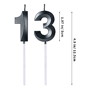 Black 13th & 31st Birthday Candles for Cakes, Number 13 31 Glitter Candle Cake Topper for Party Anniversary Wedding Celebration Decoration