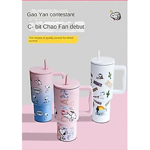 newdou A gift for ladies and girls. A stainless steel tumbler with a handle, a travel coffee cup, suitable as a birthday or Christmas gift. Capacity: 40 ounces.