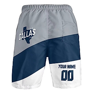 Custom Beach Shorts Football City Summer Casual Swim Trunks Beachwear Pants Add Name Number Personalized Gifts for Men Youth
