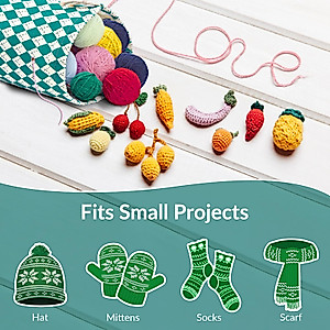 Peixty Small Yarn Bag with Two Pockets, Small Yarn Holder for Knitting & Crocheting, Portable Small Yarn Storage Bag for Small Crochet Projects, Stores Skein Balls, Needles, and Accessories-Green