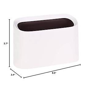 Sheebo Modern Modern Open Top Mini Trash Can Wastebasket Dispenser for Bathroom Vanity, Desktop, Tabletop or Coffee Table - Dispose of Cotton Rounds, Makeup Sponges, Tissues; 2 Liter (Rectangle -
