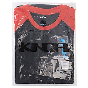 KNQR Mens Casual Basic Soft Tagless 3/4 Sleeve Active Sports Running Hiking Baseball Tee Shirts Black/Flame Red M