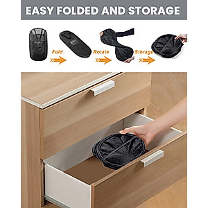 2 Pack Upgraded Heavy Duty Large Mesh Collapsible Laundry Basket with Pocket and Carry Handles, Foldable Dirty Clothes Pop up Laundry Hamper for Dorm Bathroom Bedroom Travel Camping