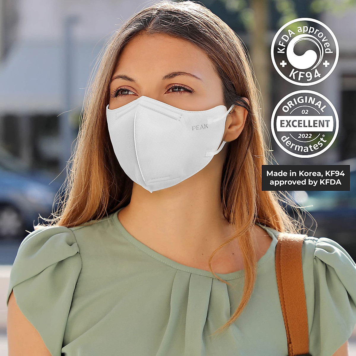 AER KF94 Mask Disposable Face Masks Individually Wrapped | Peak KF-94 Micro Dust Protection Mask Made in Korea (Medium, Black)