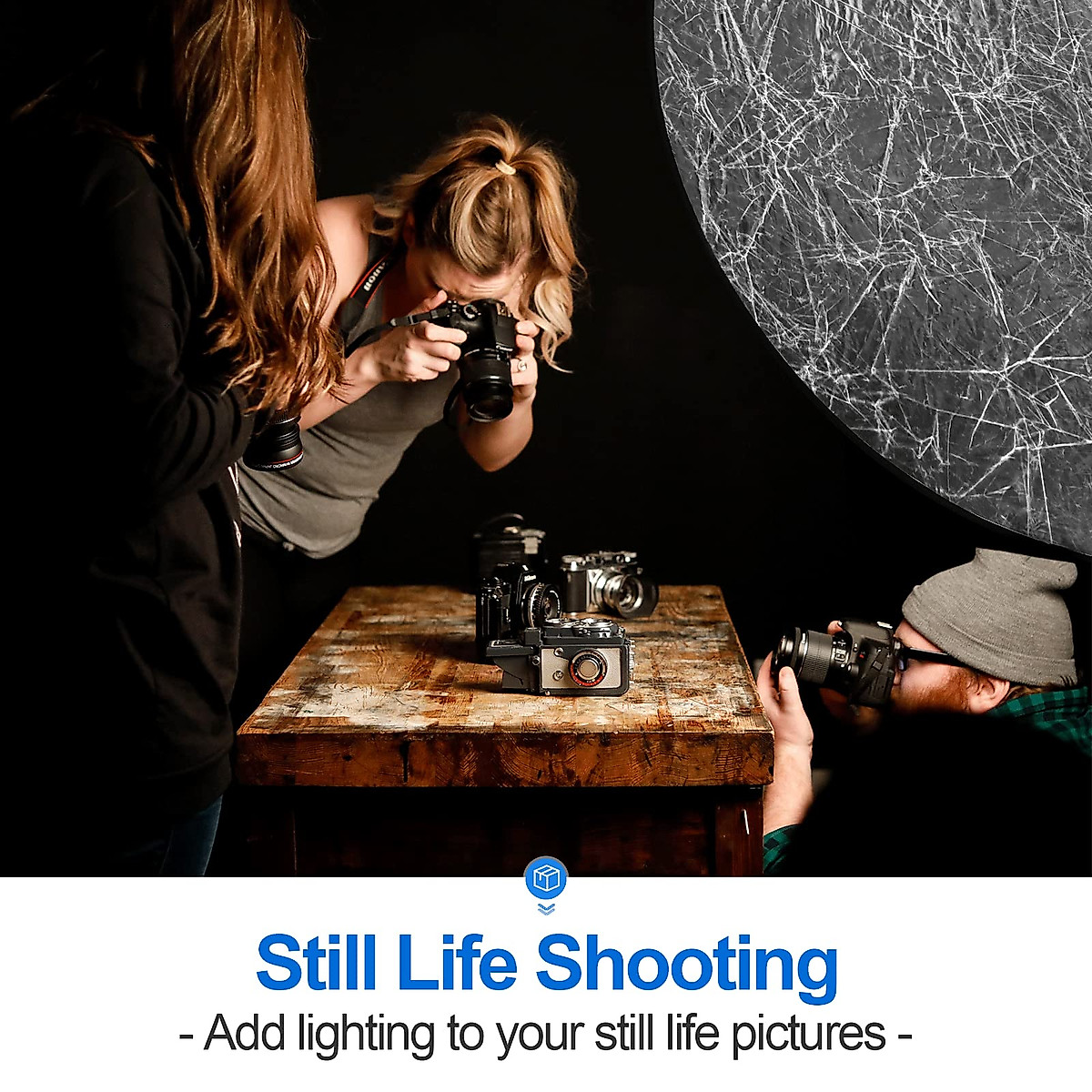 Wellmaking 43Inch/110cm Photography Light Reflector, Portable Foldable 5 in 1 Diffuser Reflectors with Bag & tilt Adapter for Studio & Outdoor Lighting-Translucent, Silver, Gold, White and Black