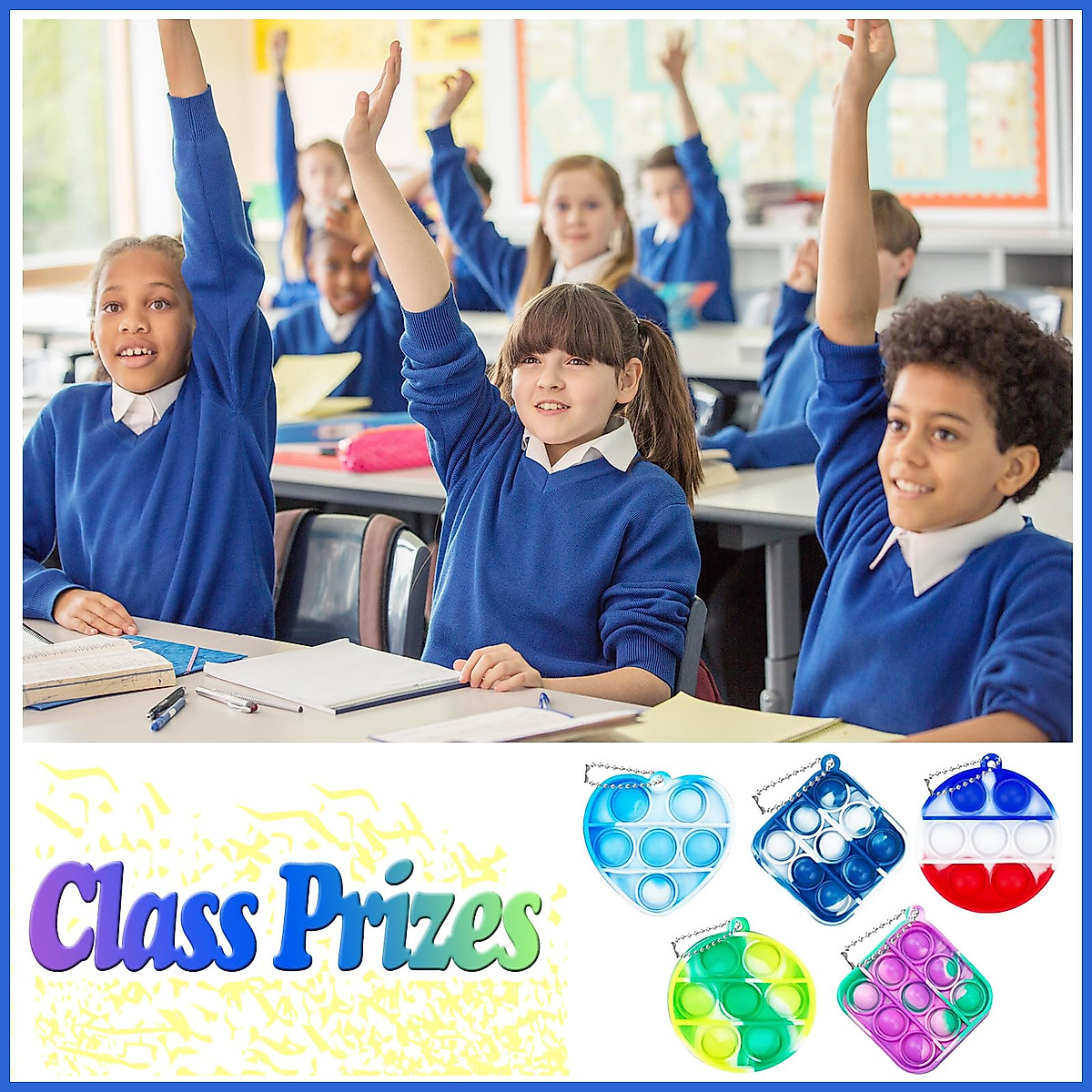 100 Pack Min Pop Keychain, Bubble Pop Fidget Sensory Toys for Kids, Anti-Anxiety Stress Relief for Adults, Classroom Prizes, Party Favors, for Girls Boys