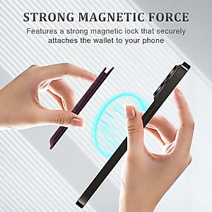 KPNEOL Magnetic Phone Wallet Compatibale with Magsafe Wallet, Finewoven Magnetic Card Holder RFID for Men, Slim Mag Wallet for iPhone 15/14/13/12 Series, Wine Red