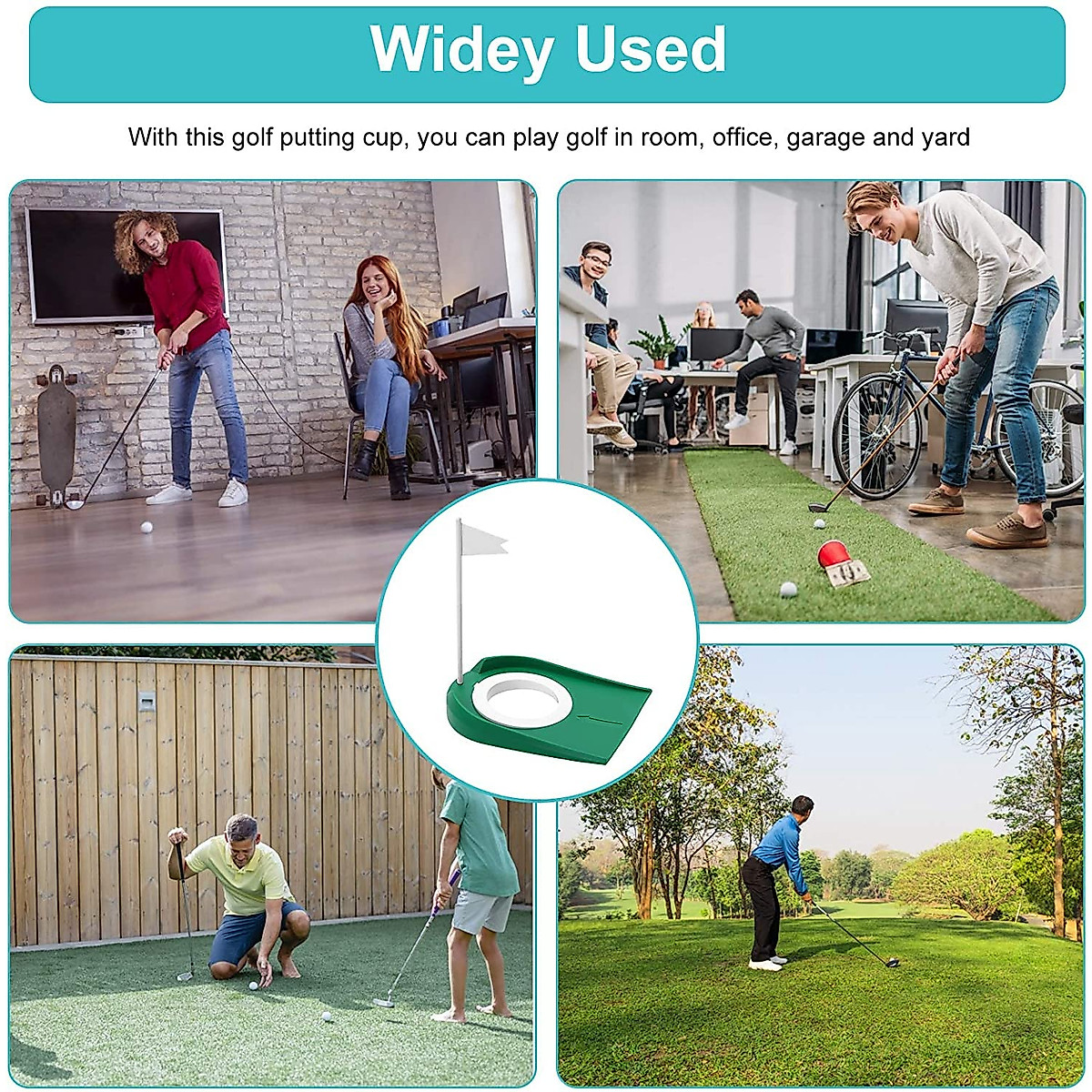 Putting Cup Indoor Outdoor Practice Training Aids with Flag Plastic Putting Cup Putting Hole Putter Regulation Cup