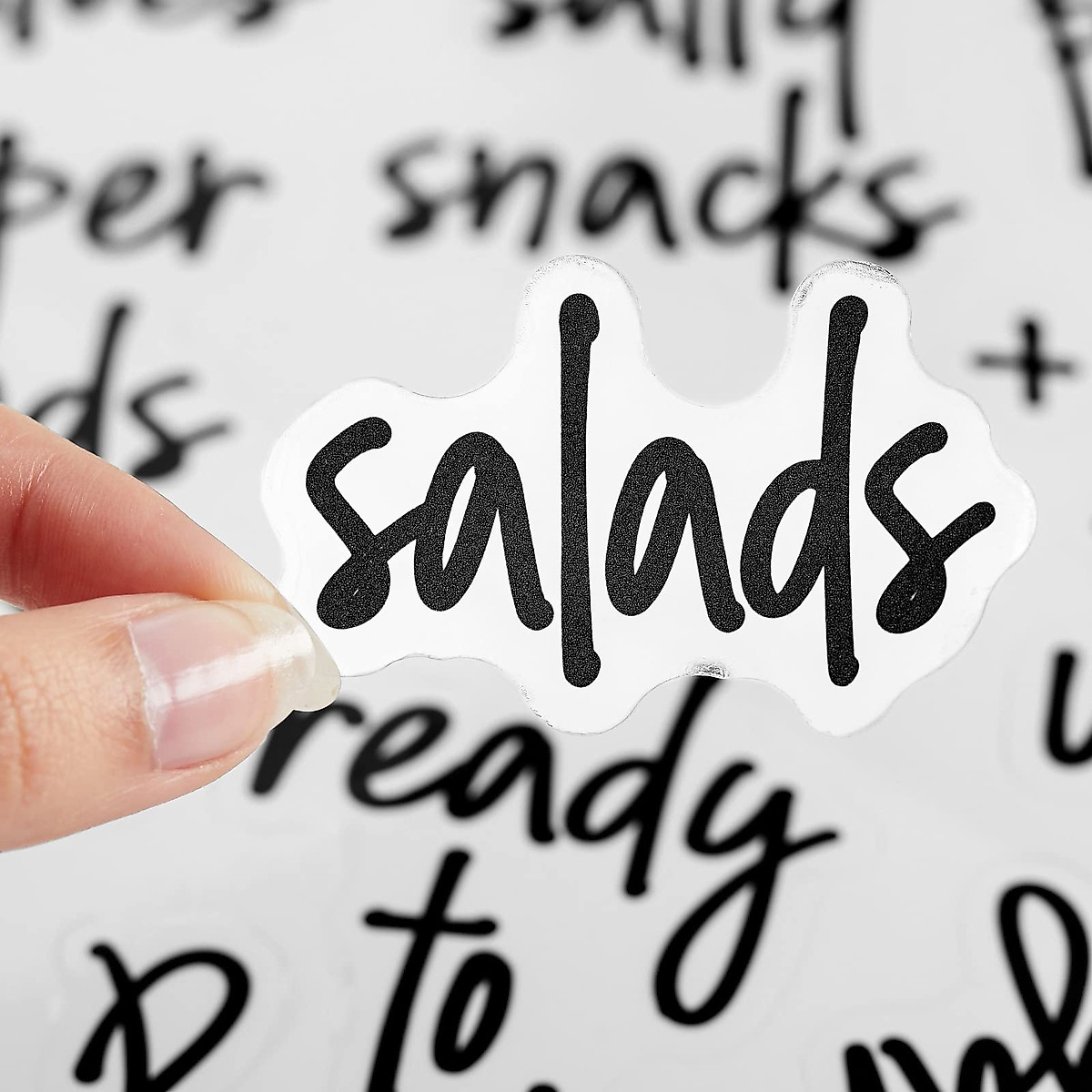 Talented Kitchen 158 Pieces Food Storage Labels for Glass Kitchen Containers, Preprinted Black Script on Clear Stickers for Fridge, Freezer, Pantry Organization (Water Resistant)