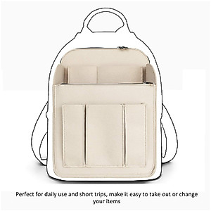 APSOONSELL Large Backpack Organizer Insert Felt Bag Organizer with Zipper Backpack Shaper Foldable Tote Organizer for Rucksack Shoulder Bag, Beige, XL