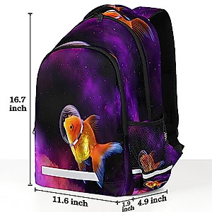 TropicalLife Goldfish Galaxy Space Astronaut Hat Large Backpack for Women Men Lightweight Laptop Backpack Water Resistant Carry On Backpack Computer Hiking Travel Rucksack Casual Daypack Shoulder Bag