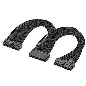 GELRHONR PSU Power Supply 24-pin ATX Motherboard Splitter Cable,24pin(20+4) for Dual ATX Motherboard Extension Cable PSU Female to Male Y Adapter Cable -1Ft