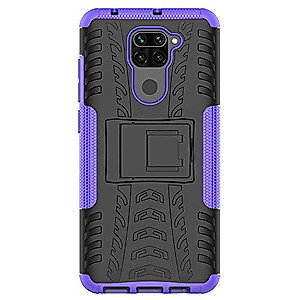 COTDINFORCA Compatible with Xiaomi Redmi Note 9 Case,Redmi Note 9 Case Heavy Duty with Kickstand Dual Layer Drop Protection Shockproof Hard Phone Case for Xiaomi Redmi Note 9. Hyun Purple