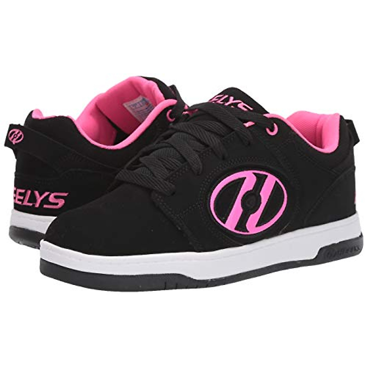 HEELYS Girl's Voyager Tennis Shoe, Black/Pink, 2 M US Big Kid