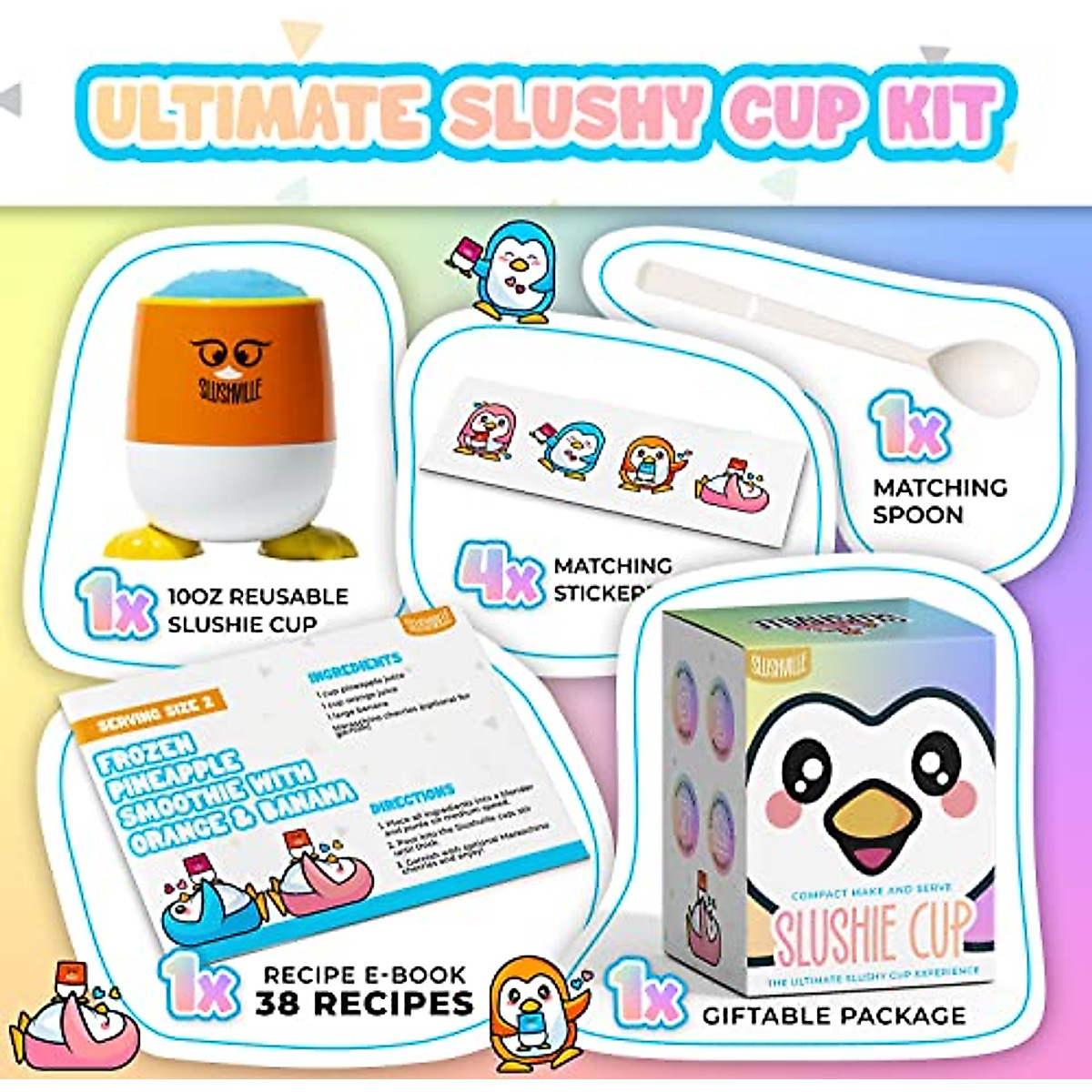 Insta Slushy Maker Cup for Kids – Penguin Compact Make & Serve Slushie Cup Allows You to Make Refreshing Slushies, Smoothies & Other Frozen Drinks in Minutes – The Ultimate Slush Cup Experience