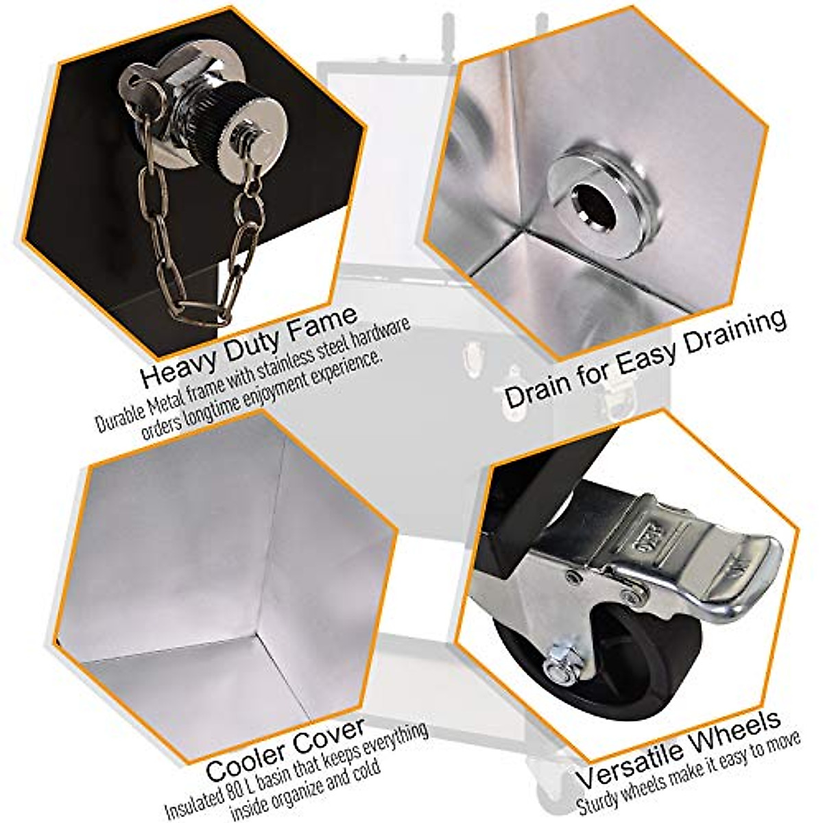 Outsunny 68QT Patio Cooler Ice Chest with Foosball Table Top, Portable Poolside Party Bar Cold Drink Rolling Cart on Wheels with Tray Shelf