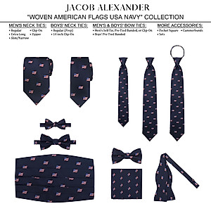 Jacob Alexander Men's Woven American Flags USA Navy Neck Tie - Regular