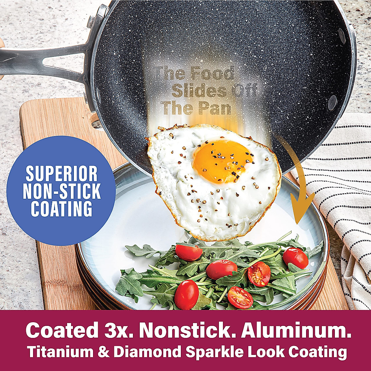 Granitestone Stackable Pots and Pans Set Nonstick, 10 Piece Space Saving Complete Kitchen Cookware Set with Ultra Nonstick Mineral & Diamond Coating, Oven & Dishwasher Safe, Healthy & Toxin Free-Black