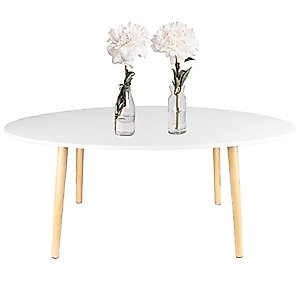 MyHarney Oval Coffee Table Midcentury Modern Coffee Table Wood Coffee Table Modern Coffee Table for Living Room, Small Modern Furniture for Home, 39.3" D x 19.6" W x 16.5" H