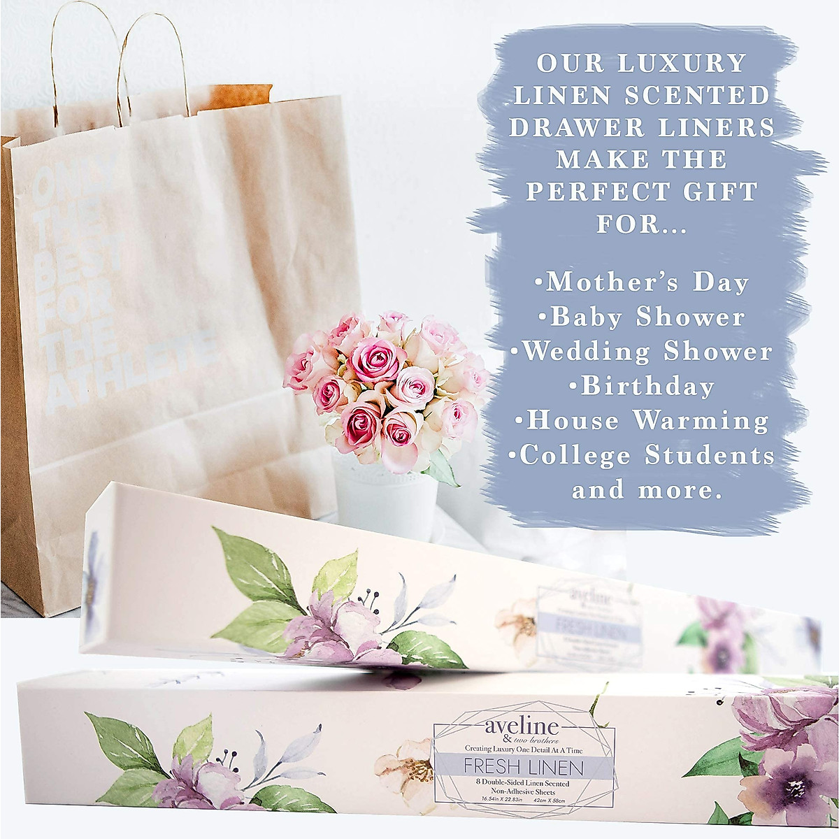 Lavender Scented Drawer Liners for Dresser 8 Sheets, Cabinet Liners for Shelves, Double-Sided Pattern Shelf Paper, Non Adhesive Shelf Liners for Bathroom, & Closets 16.5" X 22.8"