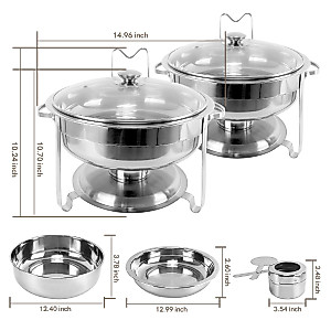 BriSunshine 2 Packs 4QT Stainless Steel Chafing Dish Buffet Set and 4 Packs 3 QT Chafing Dish Buffet Set Combo