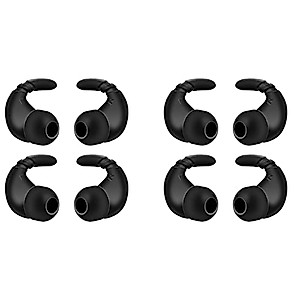 JNSA Replacement Anti Slip Ear Tip Sports Earbud Stabilizers Ear Hooks Fins Wing Noise Isolation Ear Tips Compatible with 3.8mm - 6mm Earbuds Nozzle Diameter in-Ear Earphones ，4 Pairs Set Black