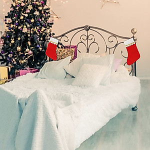 SdeNow Christmas Stockings Bulk 15" Red Felt Christmas Stockings set Xmas Red and White Christmas Stockings Christmas Decorations Party Ornament (12 Pack)