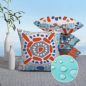 Mimkus Outdoor Waterproof Pillow Covers 18x18 Set of 4 Decorative Throw Pillow Covers Boho Geometric Cushion Covers for Couch Garden Patio Home Decor
