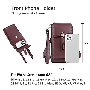 Pearl Angeli Small Crossbody Phone Bag Wallet RFID Cell Phone Purse Wallet PU Leather Shoulder Handbag Wallet for Women