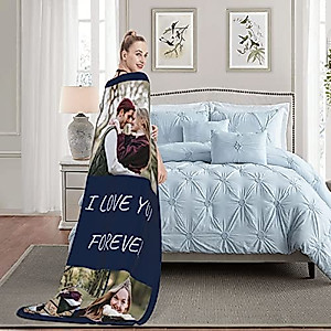 Dipopizt Custom Blanket with Photo Personalized Picture Text Blanket Customized Sofa Throw Blanket Personalized cobijas Funny Gifts for Valentines,Boyfriend,Dad,Mom,Friends,New Year,Birthday