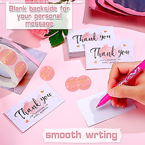 620Pcs Thank You Cards and Stickers Set,Include 500Gold Foil Thank You For Supporting My Small Business Stickers 1inch,100 Thank You Business Card,20 Resealable Packaging Bag for Retail Store Envelope