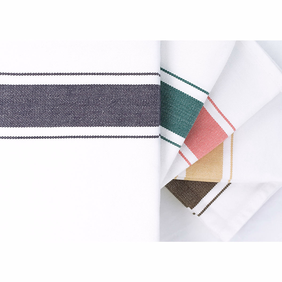 Oli's Cotton Kitchen Towels 5 Pack - 100% Kitchen Dish Towels for Drying Dishes 19,5”x 25,5” - Reusable Cleaning Cloths - Absorbent White Tea Towels with Stripes - Machine Washable Hand Towel