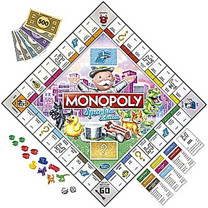 Hasbro Gaming Monopoly Sparkle Edition Board Game, Family Games, with Glittery Tokens, Pearlescent Dice, Sparkly Look, (Amazon Exclusive)