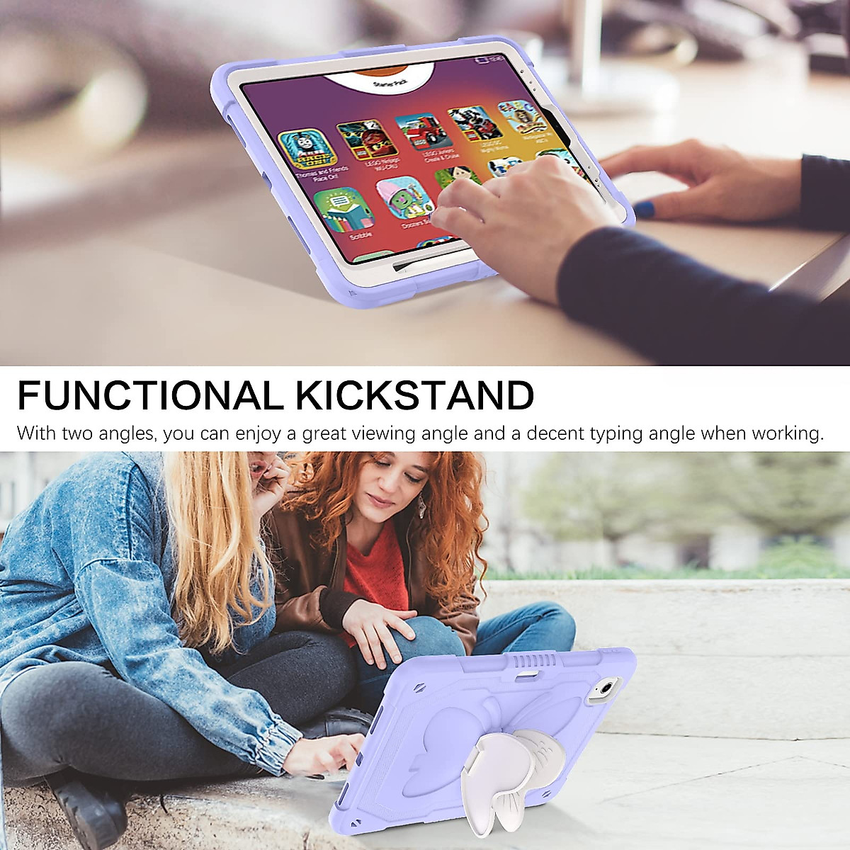 BENTOBEN for iPad Air 5th/4th Generation Case, for iPad Pro 11 inch Case 2021/2020/2018 with Pencil Holder 2 in 1 Heavy Duty Rugged Shockproof Kickstand Hybrid Protective Tablet Cover, Purple