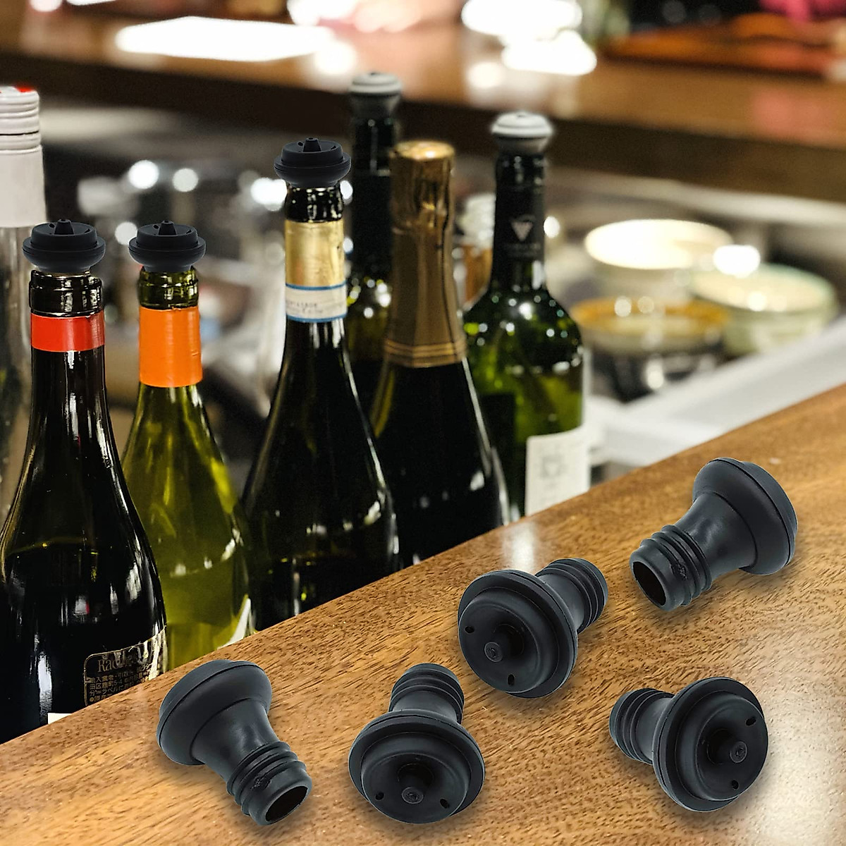 Wine Saver Vacuum Stoppers (15 Pieces), Improved type Resealable Wine Pump Vacuum Stoppers effectively, Maintain The Fresh Flavor of Wine, Suitable for Most Wine Pumps (Black)
