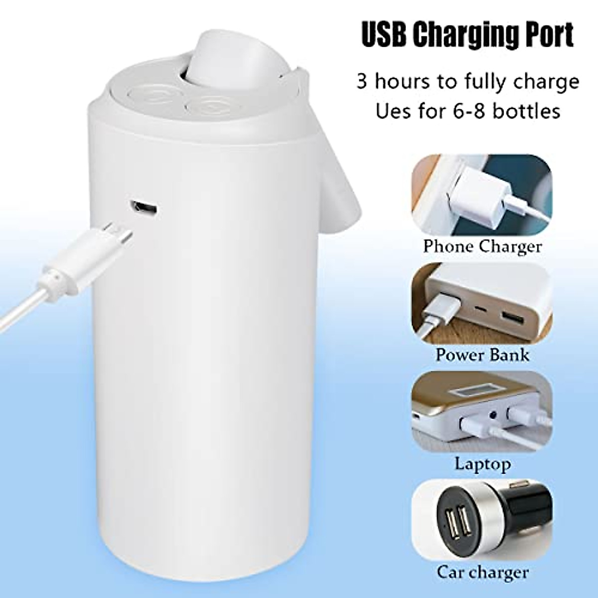 Water Pump for 5 Gallon Bottle, Feeliy Foldable Water Bottle Dispenser USB Charging Portable Electric Drinking Water Pump