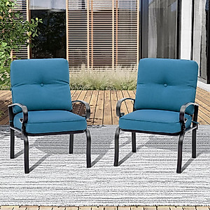 Oakmont 2 Piece Outdoor Furniture Patio Bistro Chairs Metal Dining Furniture Sets, All-Weather Garden Seating Chairs (Peacock Blue)