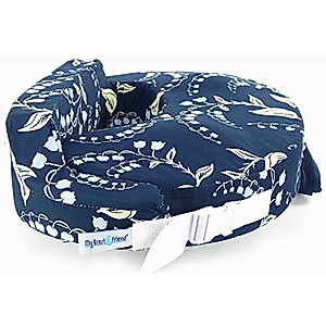 My Brest Friend Original Nursing Pillow for Breastfeeding, Nursing and Posture Support with Pocket and Removable Slipcover, Navy Bluebells