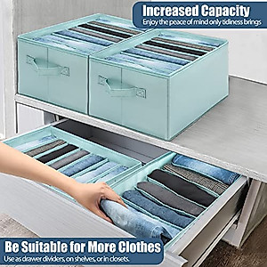Wardrobe Clothes Organizer for Jeans Drawer Organizer for Folded Clothes with Handle Foldable Closet Organizer Storage Box for Jeans T-shirt Pants Sweater Kids Clothes Drawer Dividers 7 Grids 2PCS