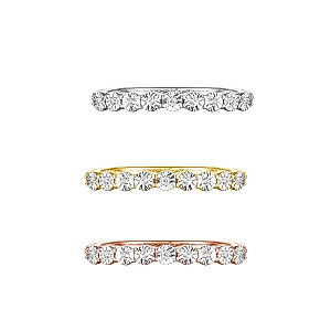 Tirafina Diamond Band Rings, 9 Natural Round Diamonds, Diamonds Set in a Miracle Plate Setting, 14K Rose Gold-plated Sterling Silver/14K Gold-plated Sterling Silver/Sterling Silver band (1/10 cttw)