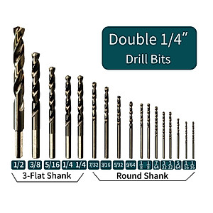 STROTON Cobalt Drill Bit Set (1/16-1/2 Inch, 17PCS), M35 High Speed Steel Twist Drill Bits for Stainless Steel, Hard Metal, Cast Iron, Plastic and Wood